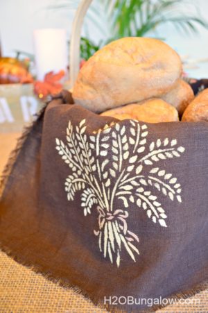 No Sew Stenciled Bread Basket Liner