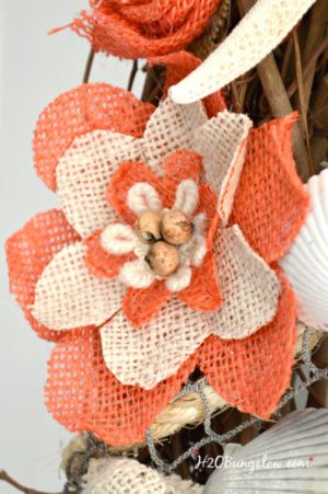 DIY Coastal Burlap Flower Wreath Tutorial - H2OBungalow