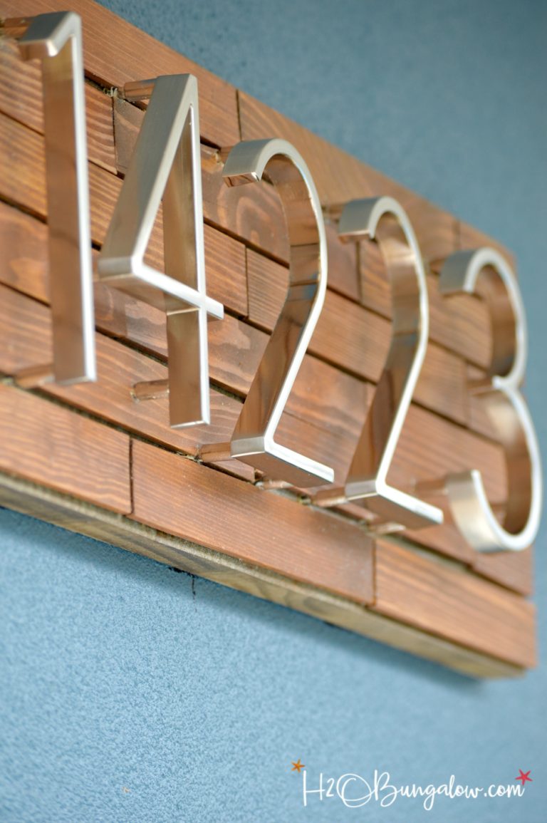DIY Horizontal Wood Slat Address Plaque Tutorial - H2OBungalow
