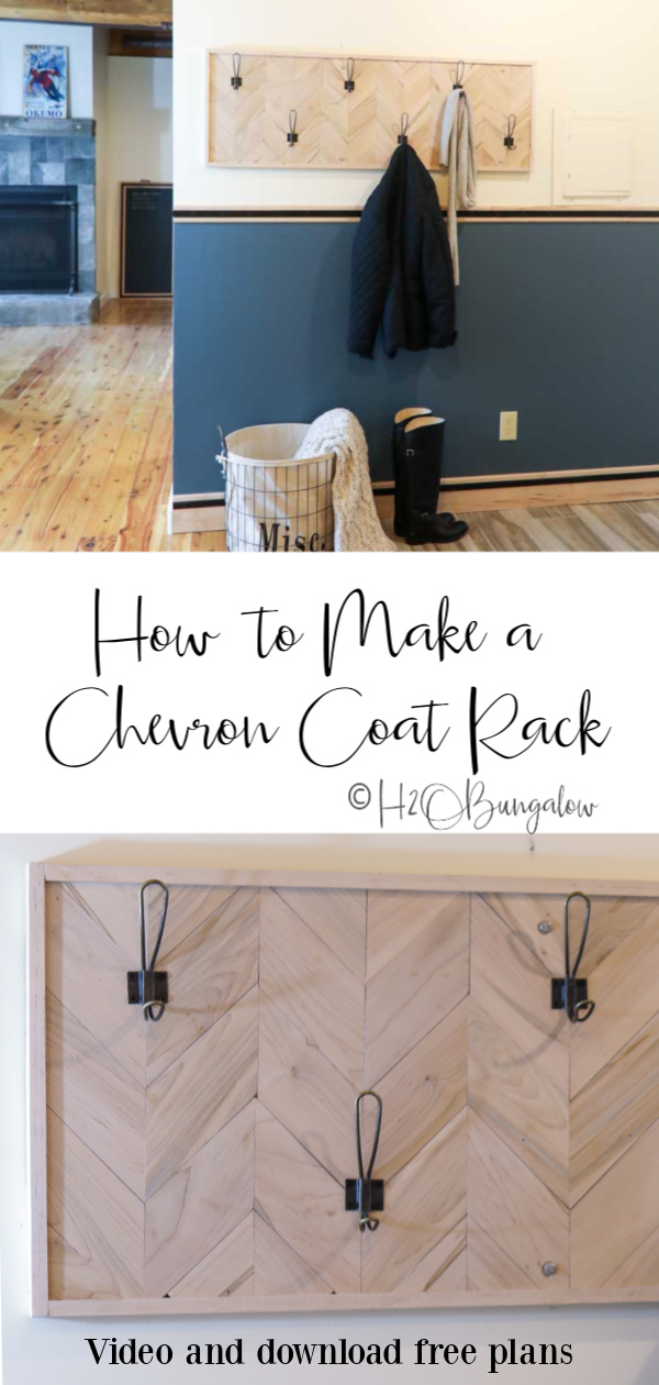 Chevron DIY Coat Rack Tutorial Free Woodworking Plans - H2OBungalow